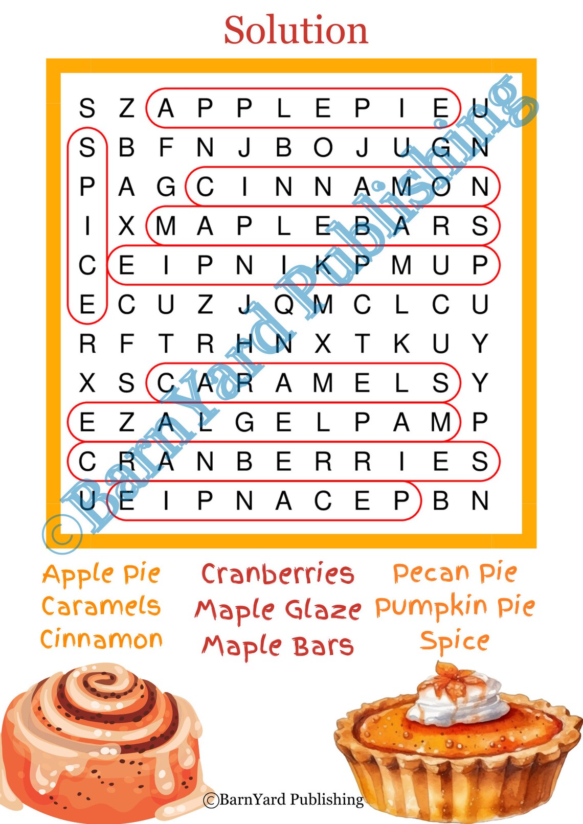 Fall Sweets Word Search Printable Puzzle | Digital Activity for Kids ...