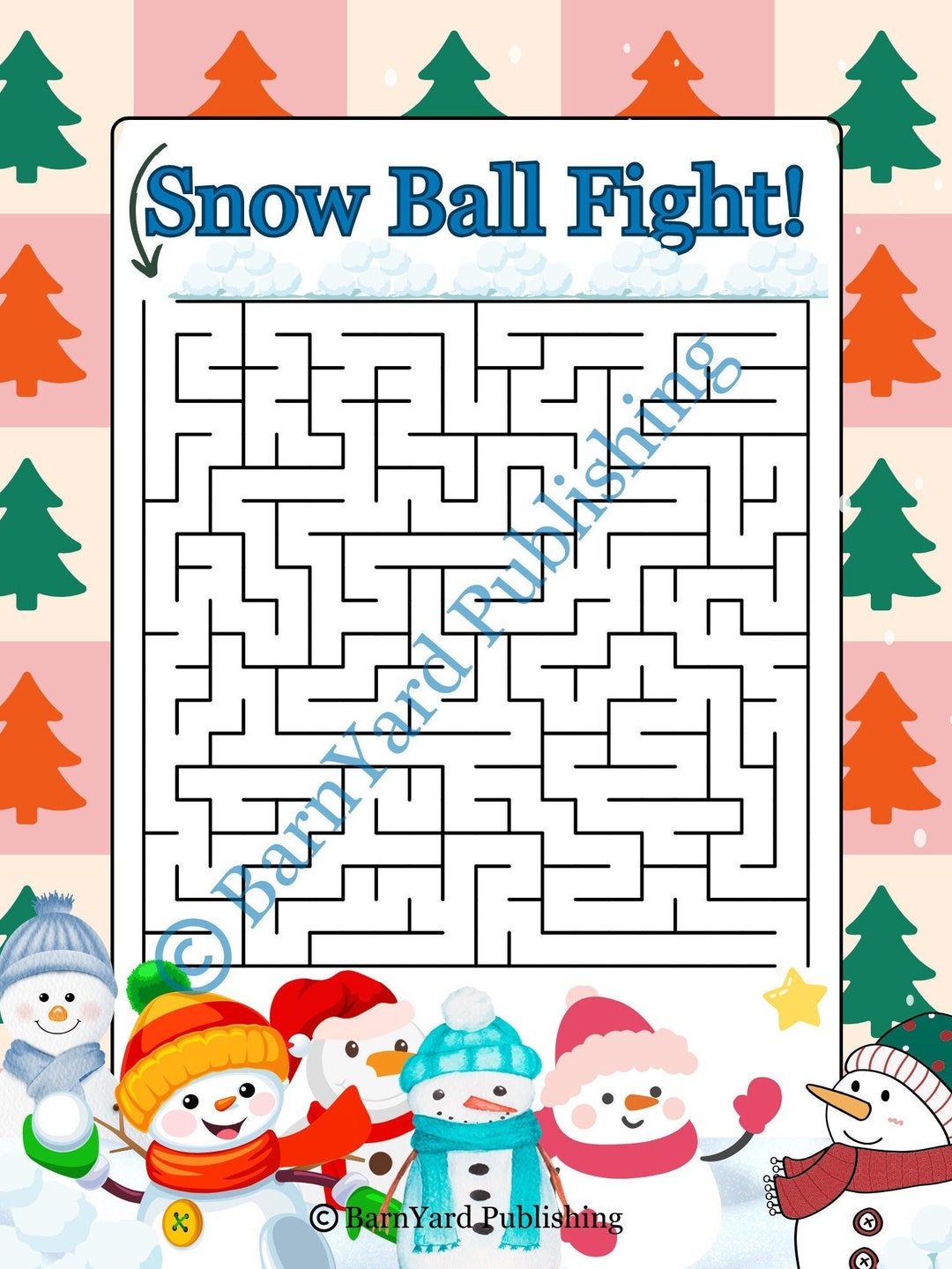 Snow Ball Fight Printable Maze Puzzle | Digital Activity for Kids ...