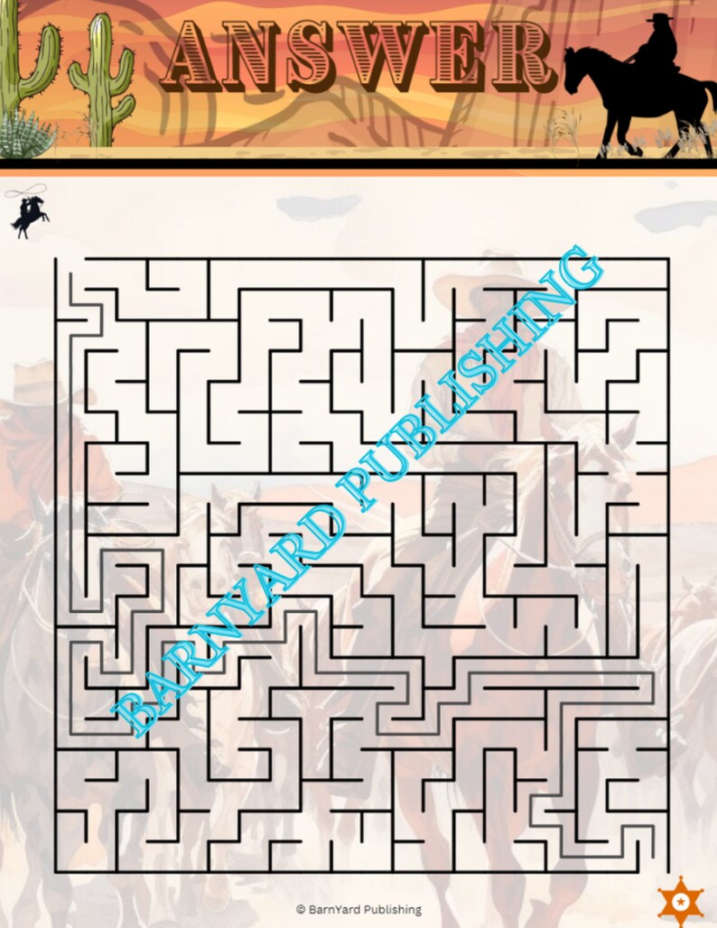 Printable Cowboy Maze - Digital Activity for Kids Teachers and Adults 1 ...