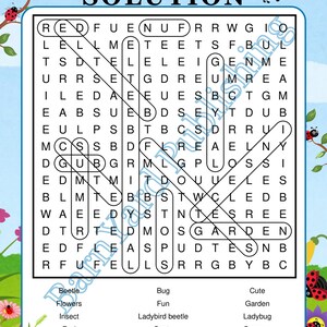 Printable Ladybug Word Search| Ladybug Digital Activity for Kids ...