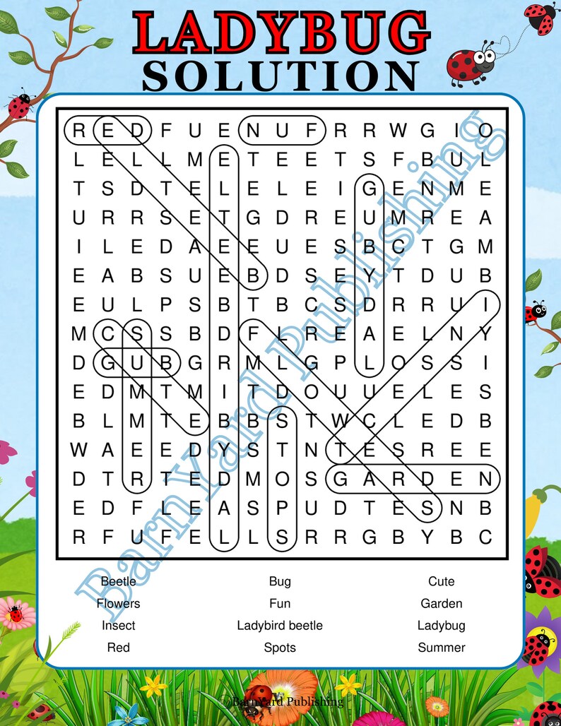 Printable Ladybug Word Search| Ladybug Digital Activity for Kids ...