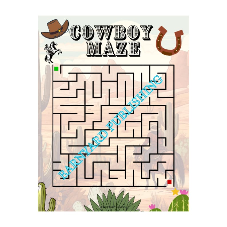 5 Printable Cowboy Western Mazes Puzzle Pack Digital Activity for Kids ...