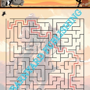 Printable Cowboy Maze - Digital Activity for Kids Teachers and Adults 1 ...