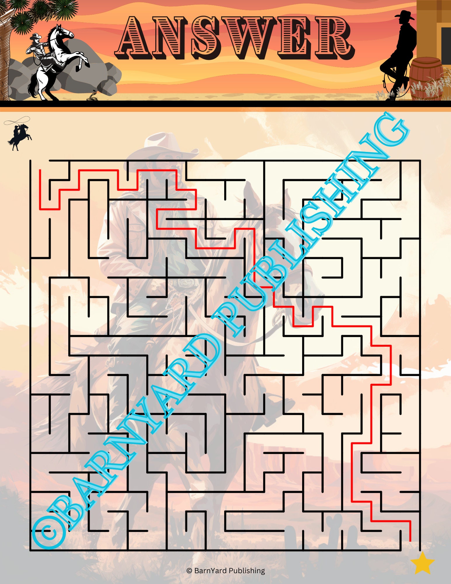 Printable Cowboy Maze - Digital Activity for Kids Teachers and Adults 1 ...