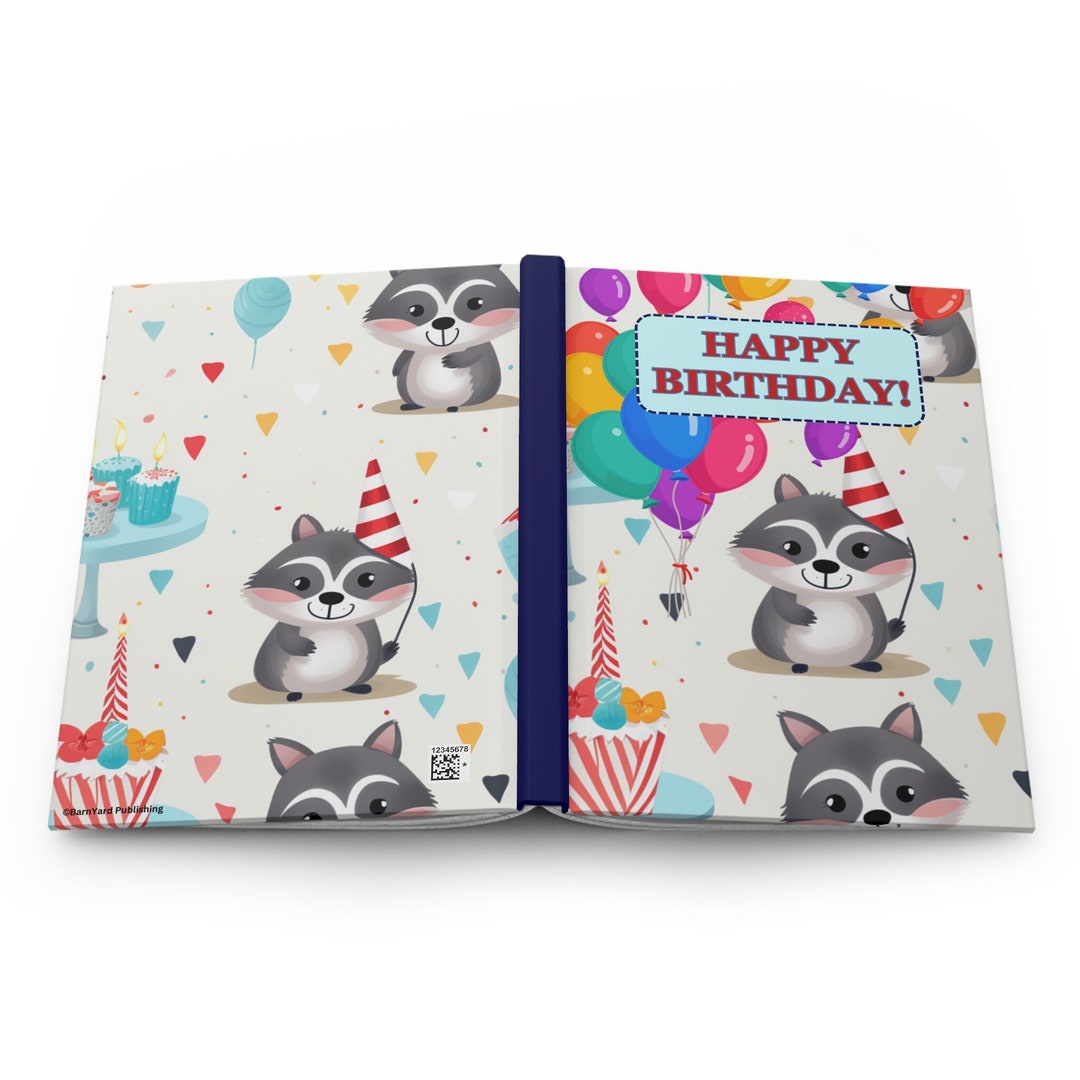 Happy Birthday Raccoons Lined Journal - 150 Page (75 Sheets) - - Etsy
