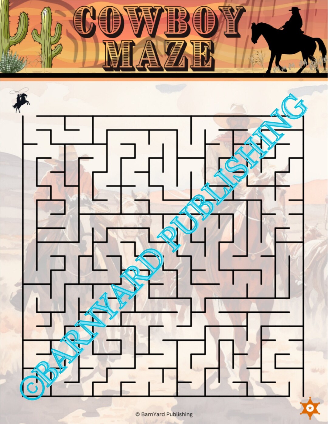 Printable Cowboy Maze - Digital Activity for Kids Teachers and Adults 1 ...