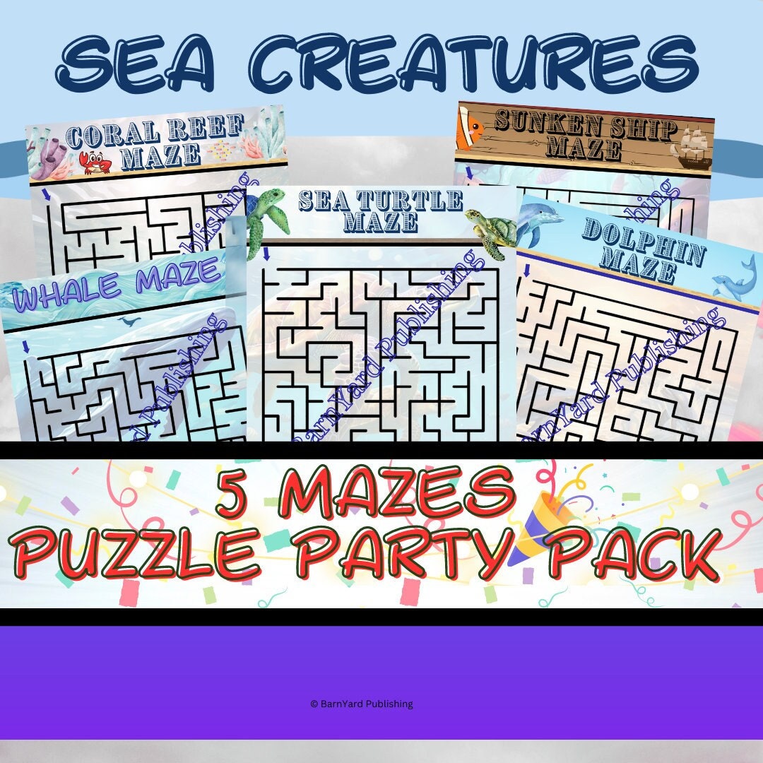 5 Printable Underwater Mazes Puzzle Pack - Digital Activity for Kids ...