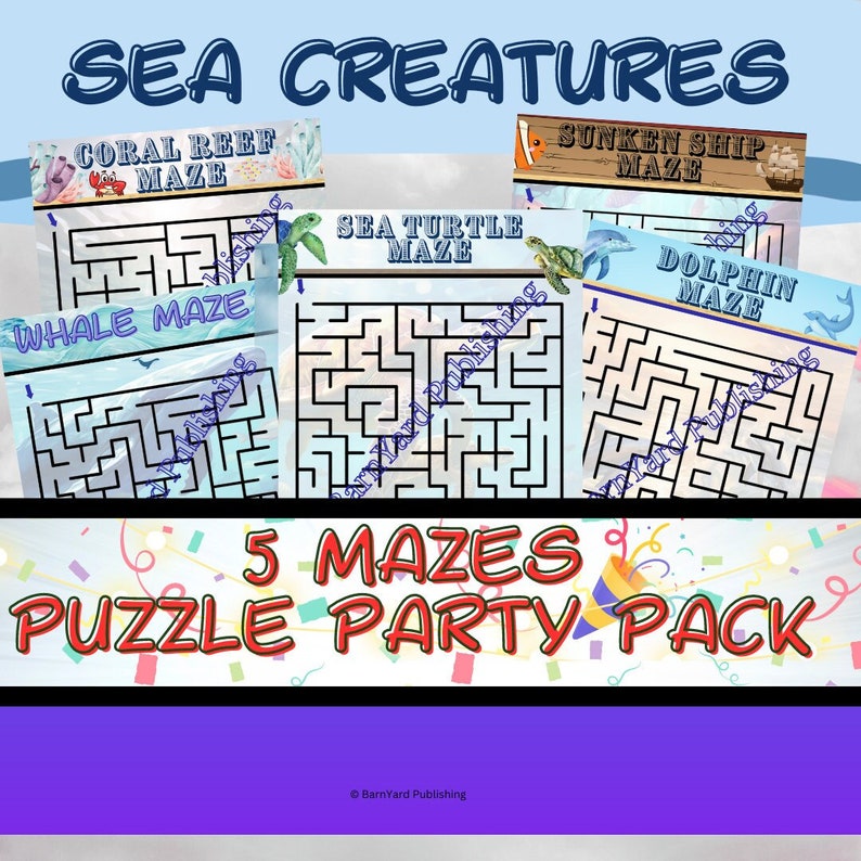 5 Printable Underwater Mazes Puzzle Pack - Digital Activity for Kids ...