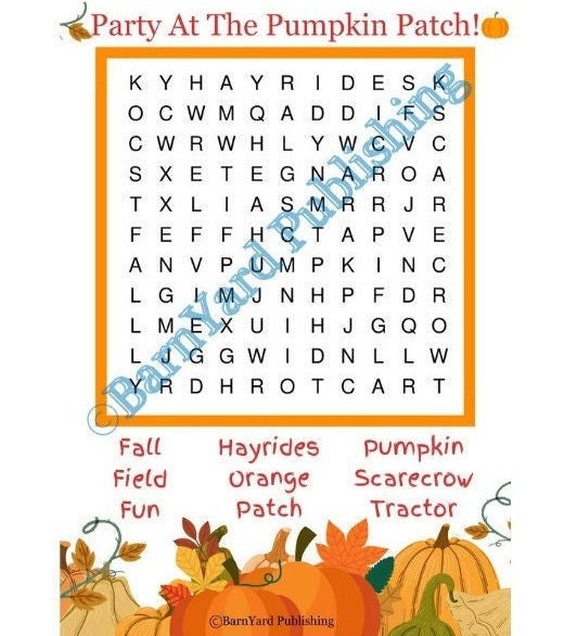 Pumpkin Patch Word Search Printable Puzzle | Digital Activity for Kids ...