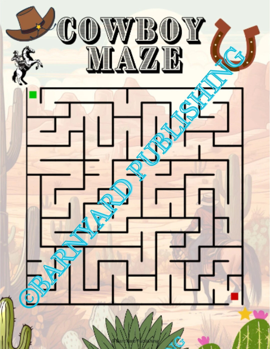 Printable Cowboy Maze - Digital Activity for Kids Teachers and Adults 1 ...