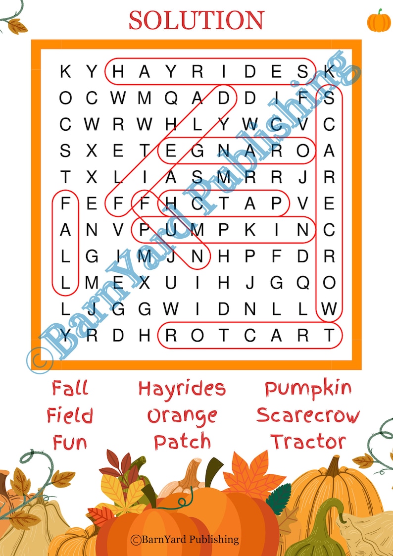 Pumpkin Patch Word Search Printable Puzzle | Digital Activity for Kids ...