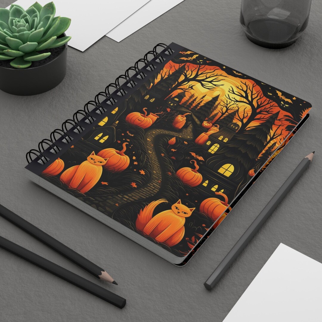 Spooky Halloween Lined Journal - Spiral Bound Lined Journal Best Gift ...