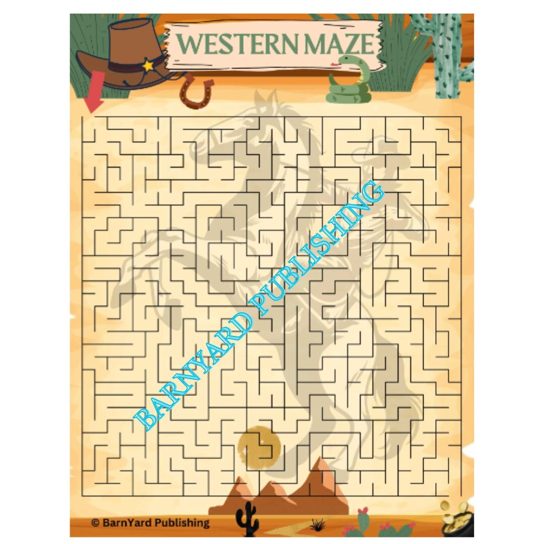 5 Printable Cowboy Western Mazes Puzzle Pack Digital Activity for Kids Teachers and Adults 5 ...