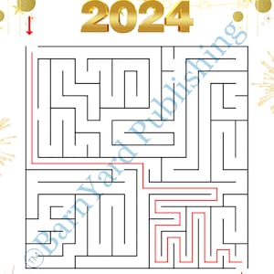 Happy New Year 2024 Printable Maze Puzzle | Digital Activity for Kids ...