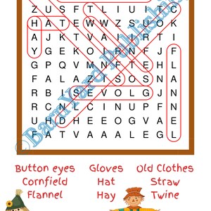 Scarecrow Word Search Printable Puzzle | Digital Activity for Kids ...