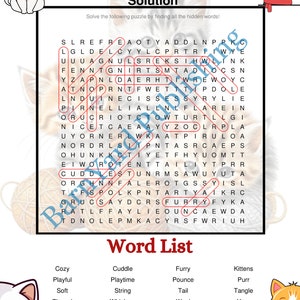 Kitten Word Search Printable Puzzle | Digital Activity for Kids ...