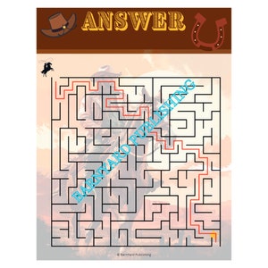 5 Printable Cowboy Western Mazes Puzzle Pack Digital Activity for Kids Teachers and Adults 5 ...