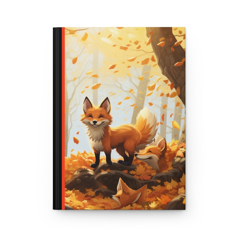 Red Foxes in Leaves Lined Journal 150 Page 75 Sheets Lined Hardback ...