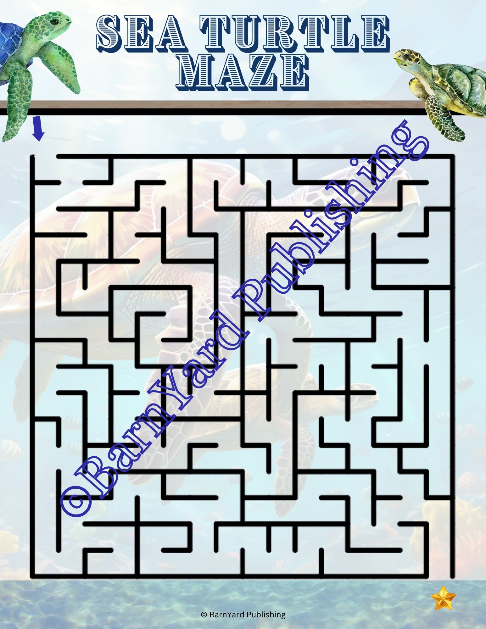 Printable Sea Turtle Maze Digital Activity for Kids Teachers and Adults ...