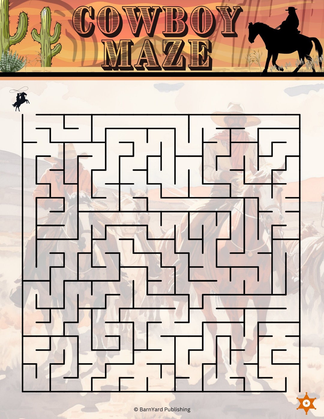 Printable Cowboy Maze Digital Activity for Kids Teachers and - Etsy