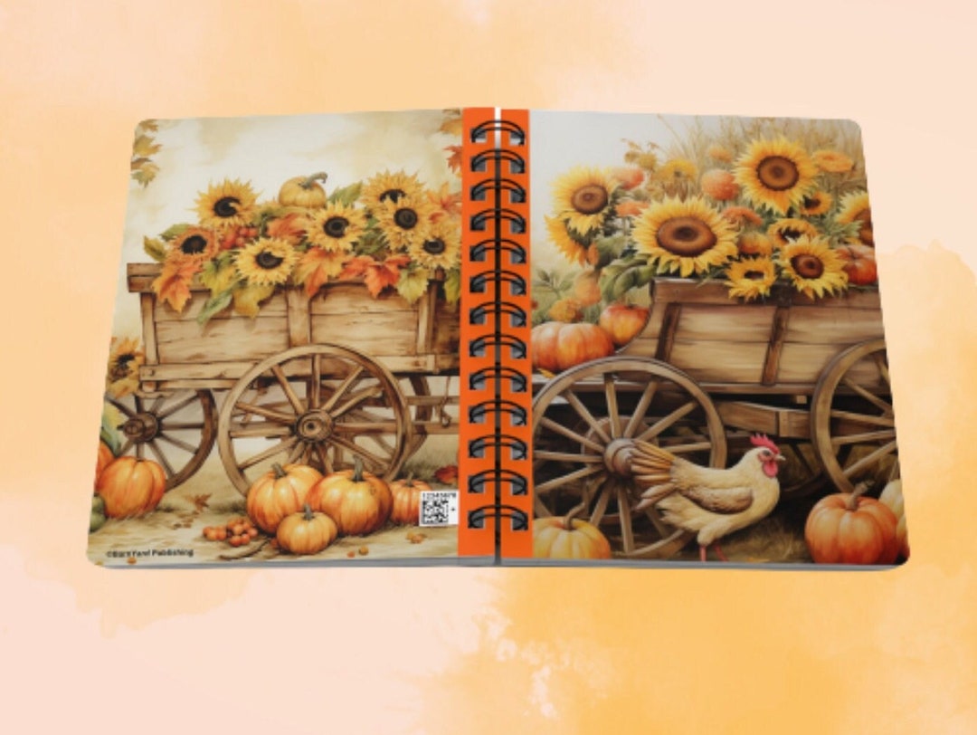 Rustic Fall Harvest Pumpkins Lined Journal - Spiral Bound Lined Journal ...