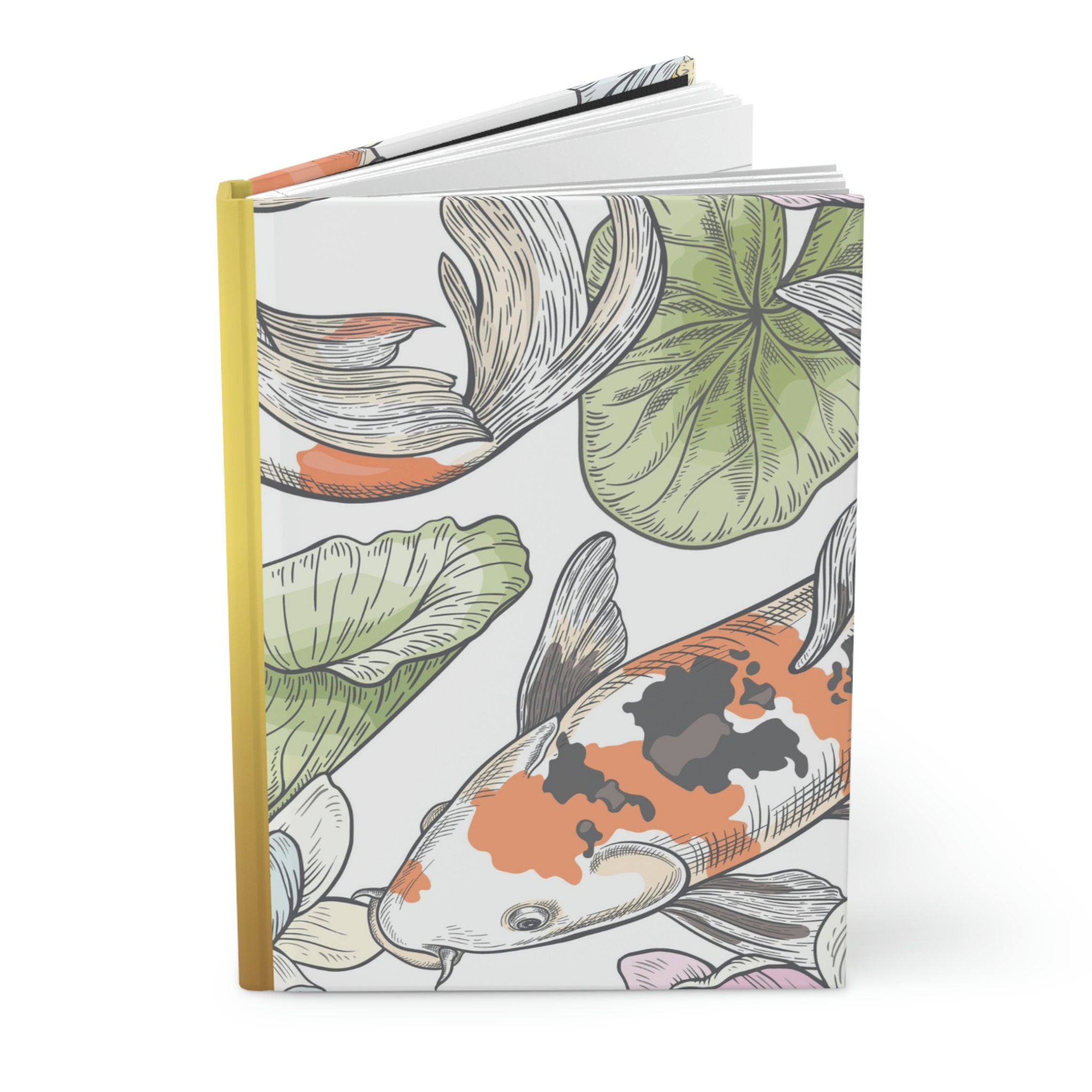Koi Fish Japanese Inspired Journal - 150 Page (75 Sheets) Line Hardback ...