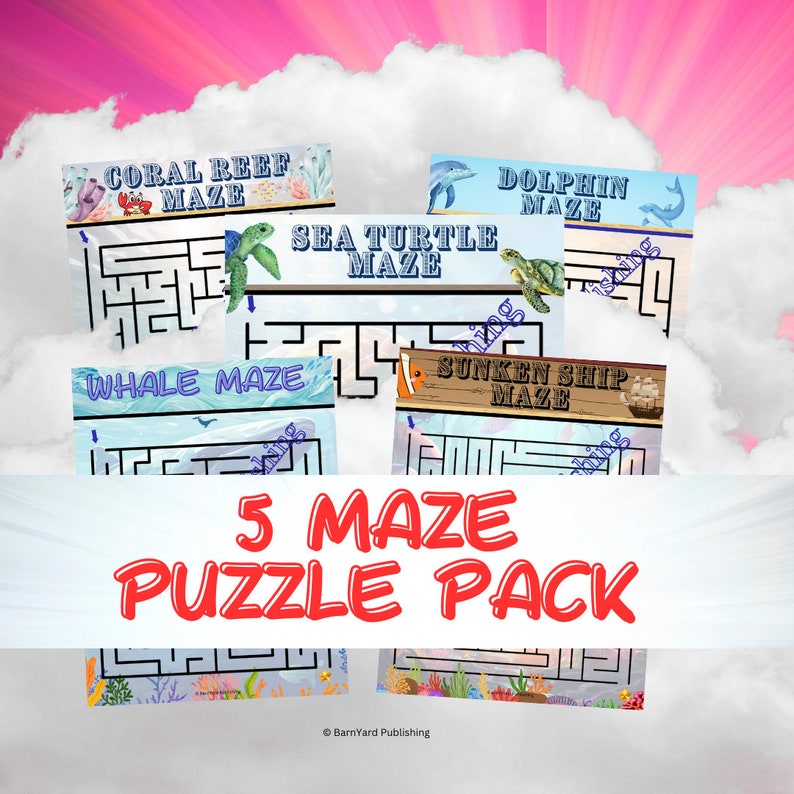 5 Printable Underwater Mazes Puzzle Pack - Digital Activity for Kids ...