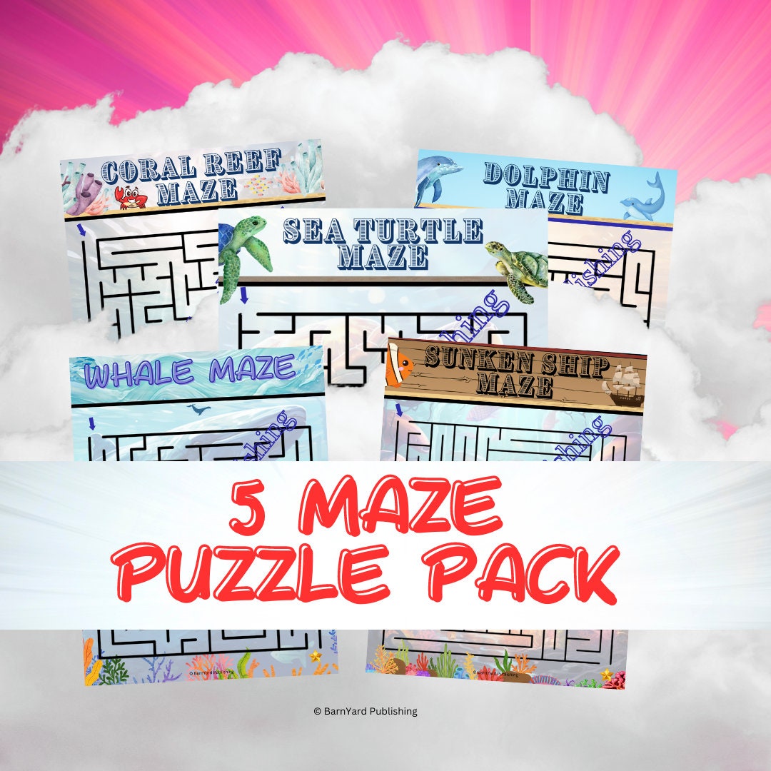 5 Printable Underwater Mazes Puzzle Pack Digital Activity for Kids ...