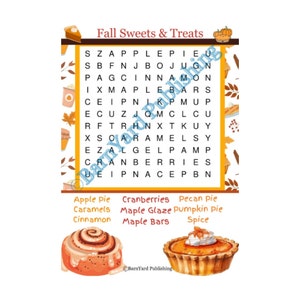 Fall Sweets Word Search Printable Puzzle | Digital Activity for Kids ...