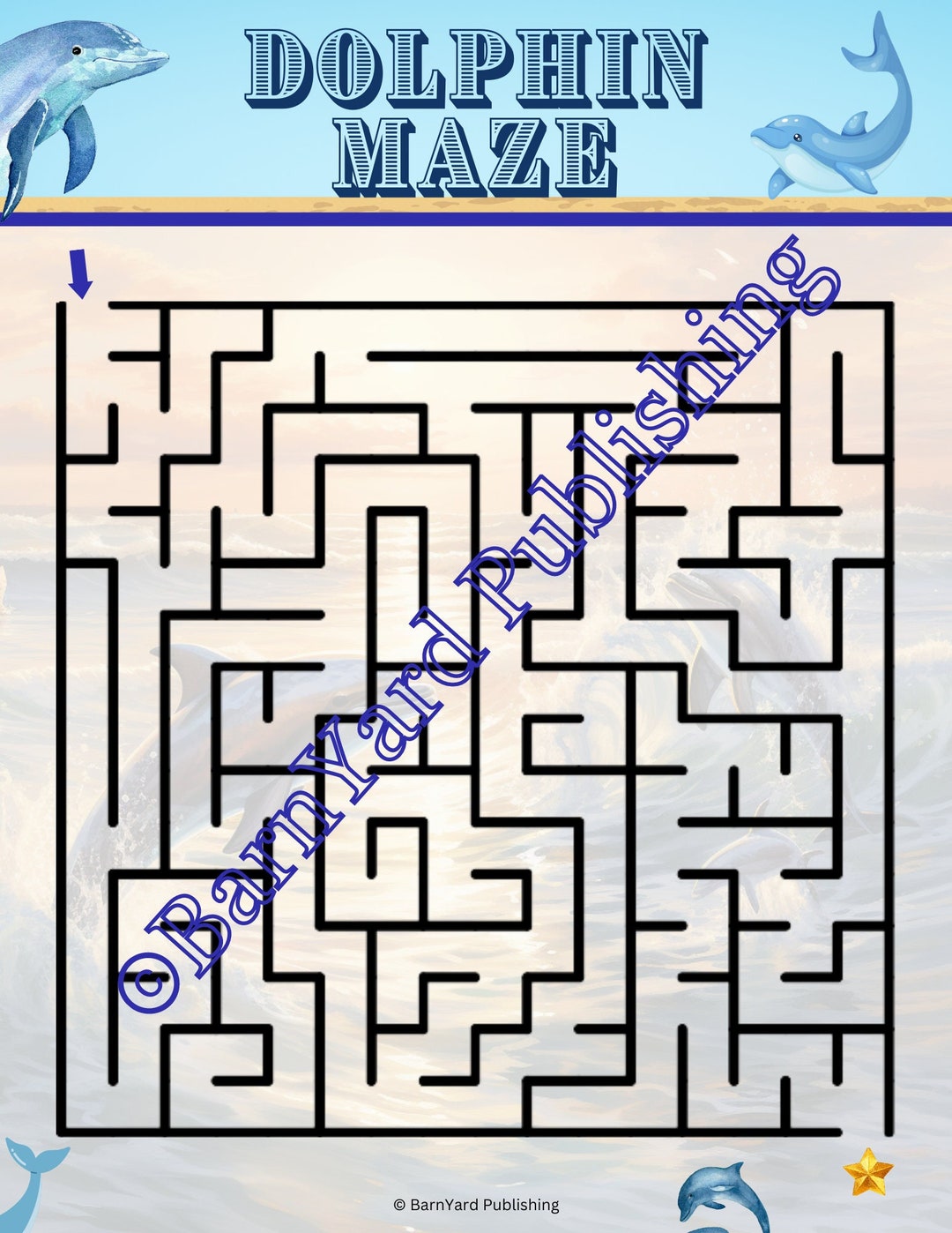Printable Dolphin Maze | Digital Activity for Kids Teachers and Adults ...