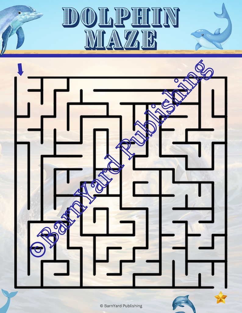 Printable Dolphin Maze | Digital Activity for Kids Teachers and Adults ...