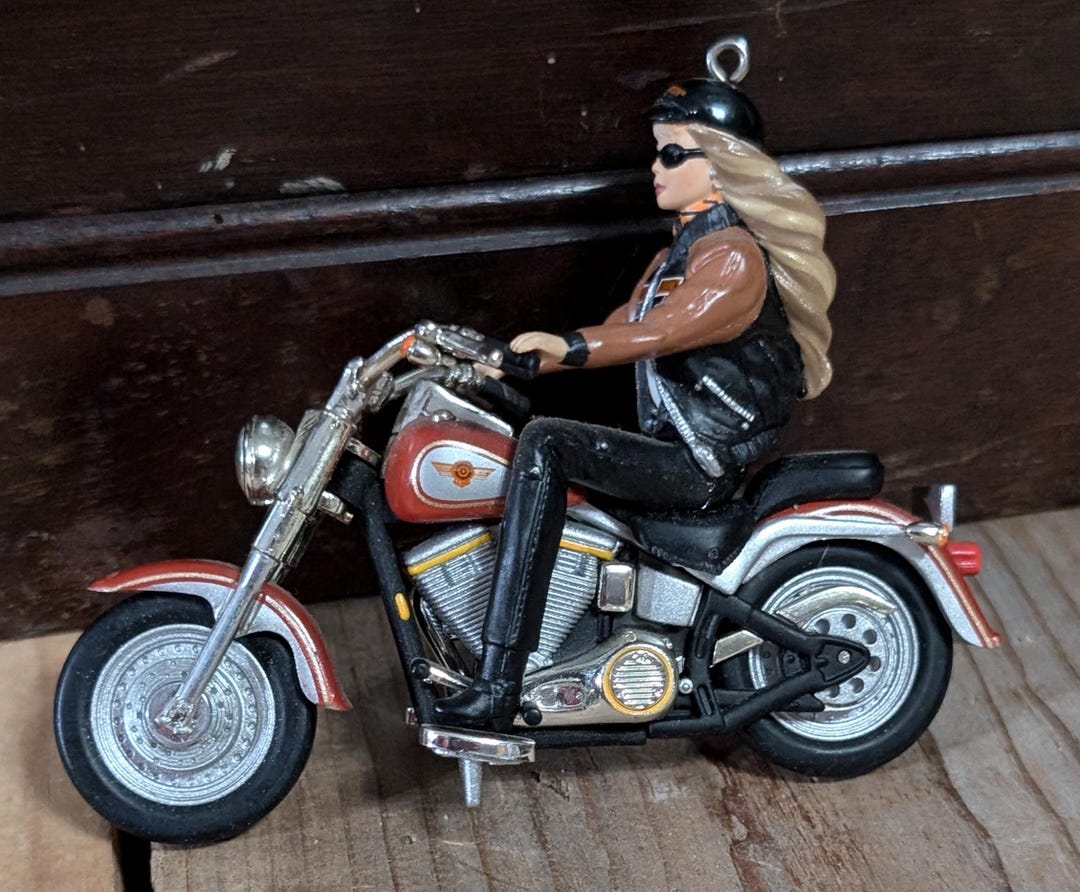 Barbie on a Harley Davidson Motorcycle Ornament - Etsy