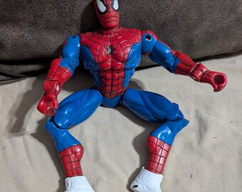 Spiderman Action Figure Plastic Blue Red Masked Approximately 11 Inches ...