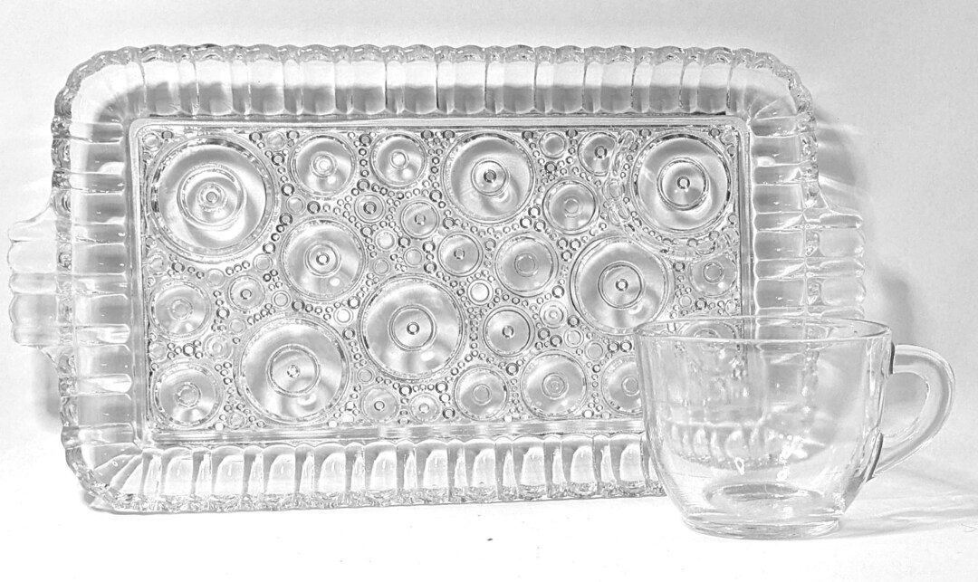 Colonial Lady Clear Snack Set With Clear Cup by ANCHOR HOCKING - Etsy