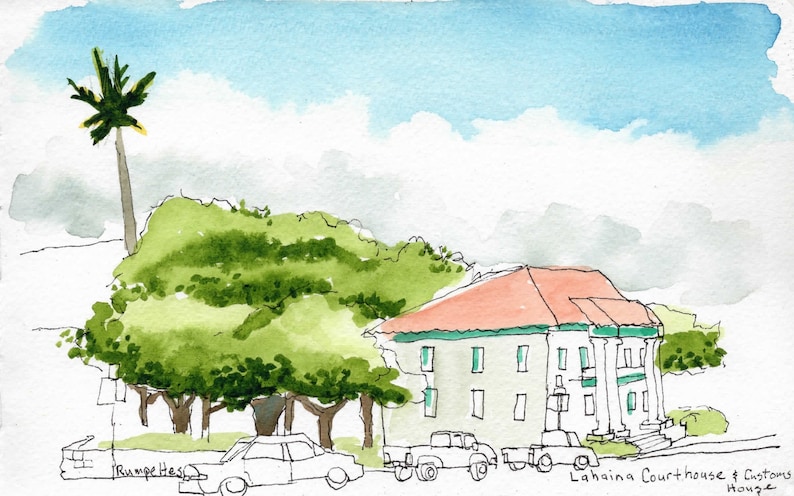 Old Lahaina Courthouse & Customs House Print - Etsy