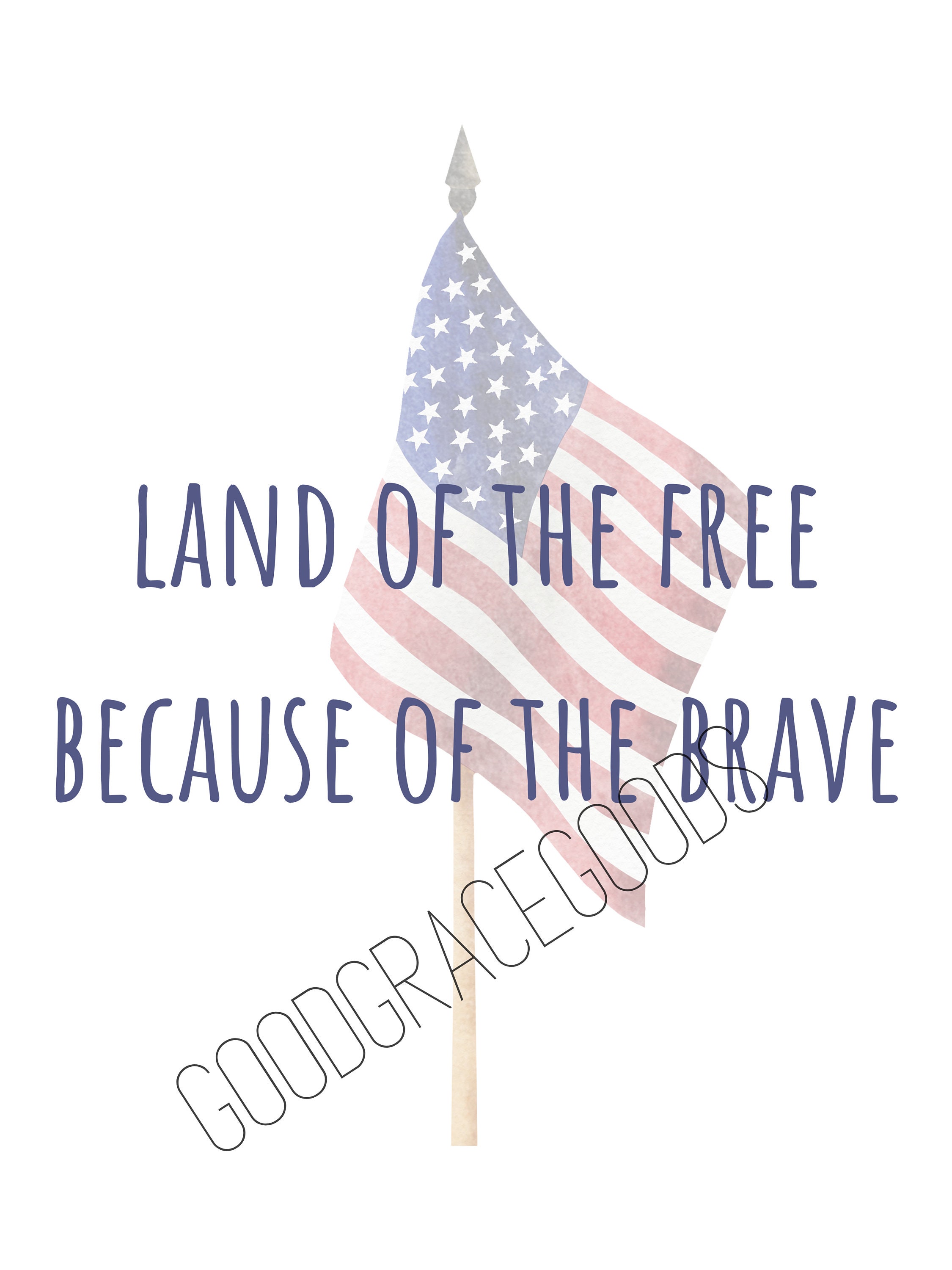 Land of the Free Because of the Brave Print 4th of July Printable ...