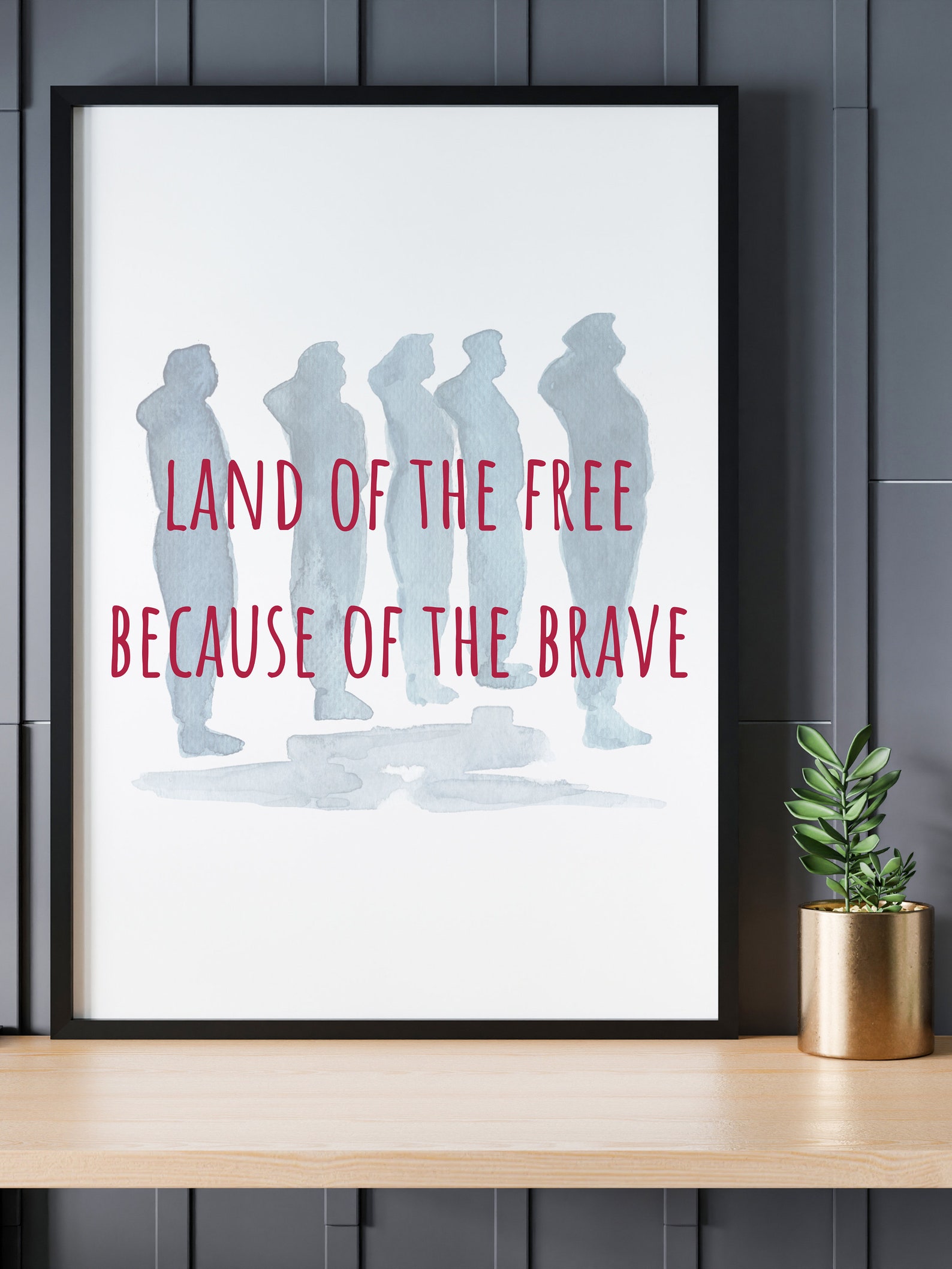 Land of the Free Because of the Brave American Soldier Print 4th of ...