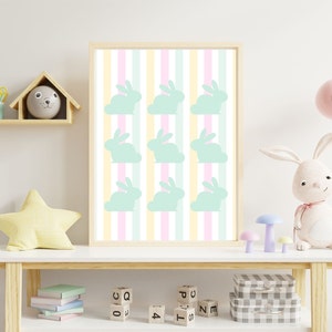 Pastel Easter Bunny Print, Nursery Wall Art (digital Download) - Etsy