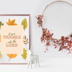 O Give Thanks Unto the Lord Sign Printable Fall Leaves Wall Art Fall ...