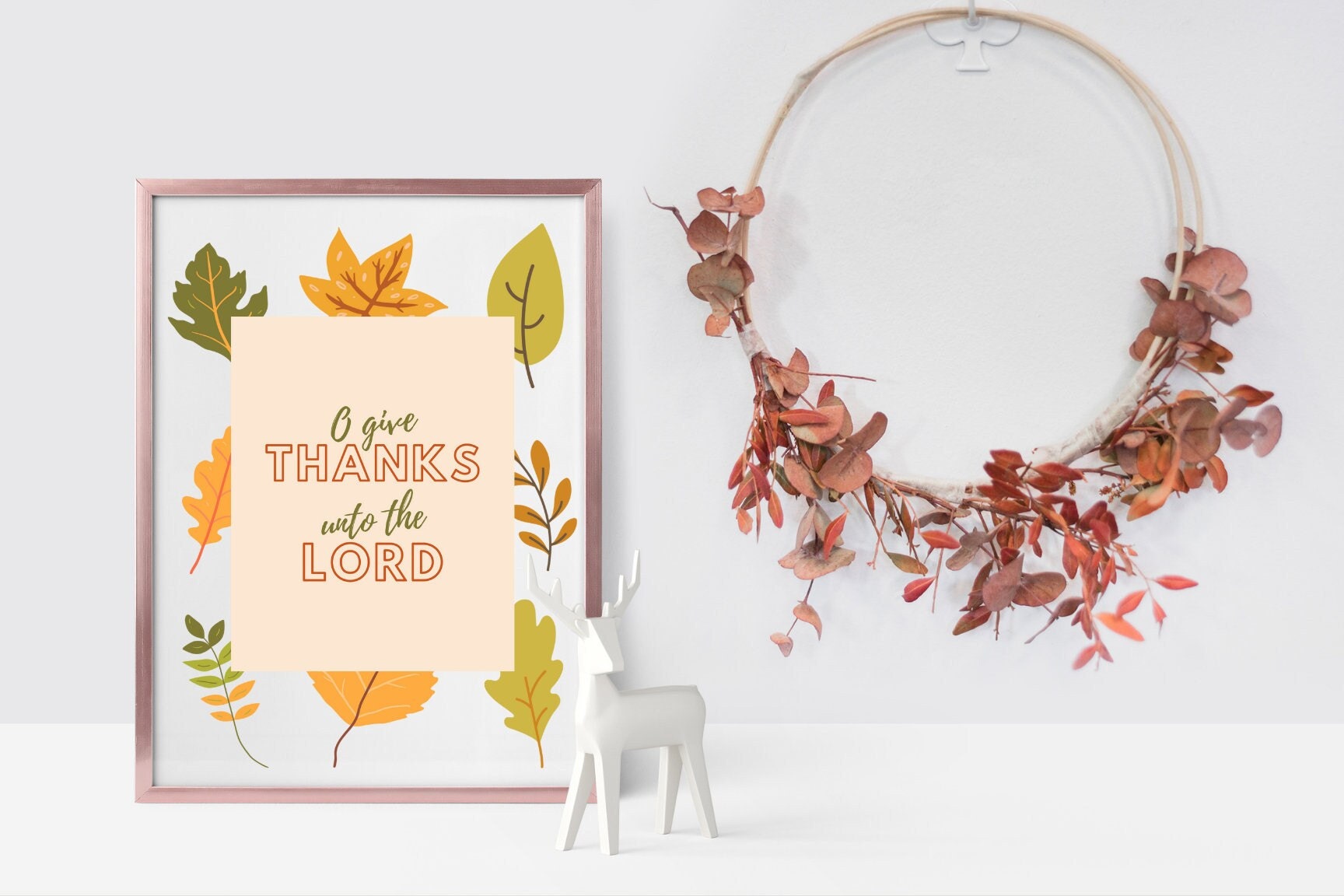 O Give Thanks Unto the Lord Sign Printable Fall Leaves Wall Art Fall ...