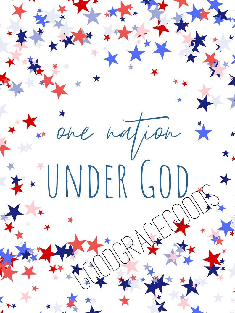 One Nation Under God Sign Fourth of July Printable 4th of July Digital ...