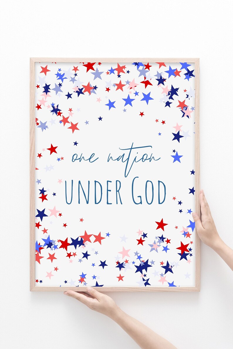 One Nation Under God Sign Fourth of July Printable 4th of July Digital ...