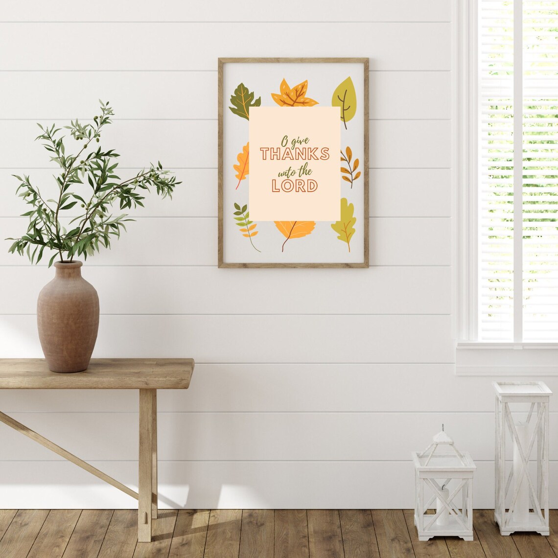 O Give Thanks Unto the Lord Sign Printable Fall Leaves Wall Art Fall ...