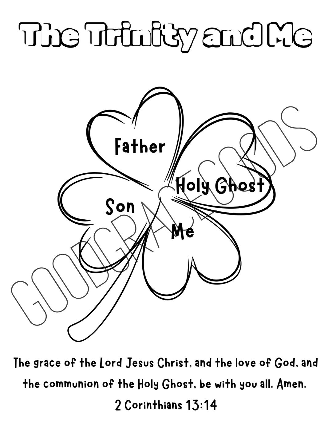 St Patrick's Day Holy Trinity 4 Leaf Clover Coloring Sheet Christian ...