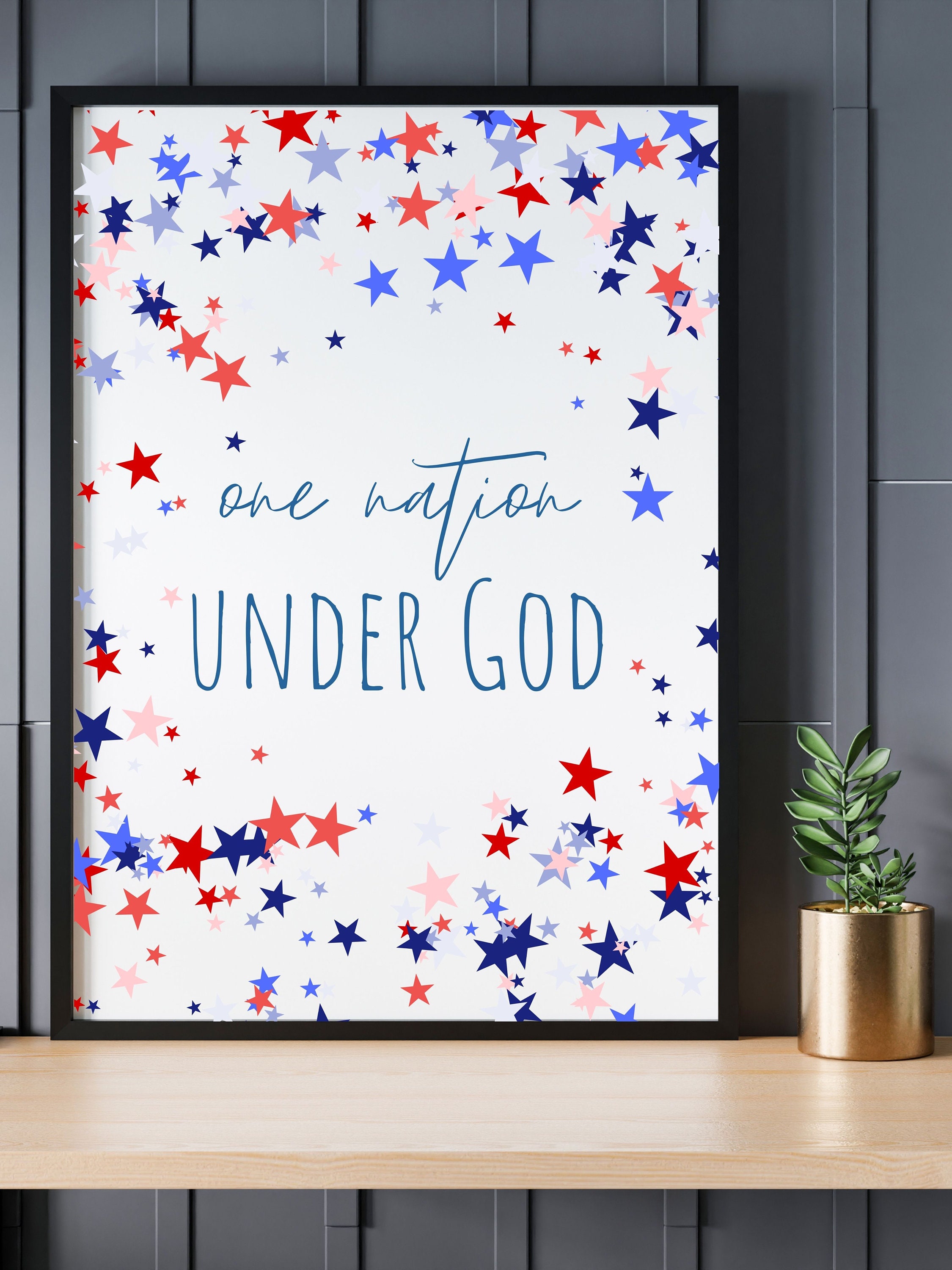 One Nation Under God Sign Fourth of July Printable 4th of July Digital ...
