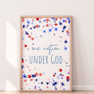 One Nation Under God Sign Fourth of July Printable 4th of July Digital ...