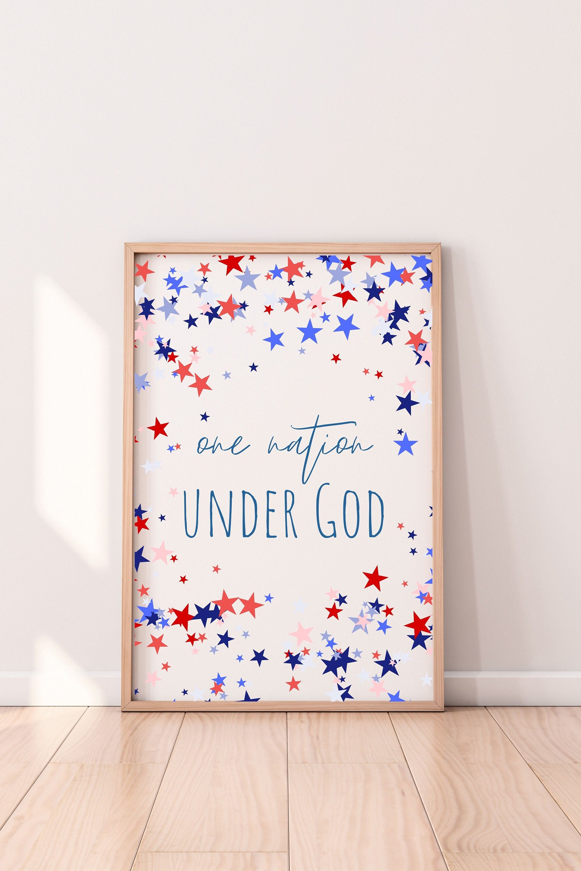 One Nation Under God Sign Fourth of July Printable 4th of July Digital ...