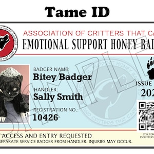 ESSA Honey Badger Emotional Support Stuffed Animal Plush Personalized ...