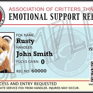 ESSA Red Fox Emotional Support Plush Stuffed Animal Personalized Gift ...