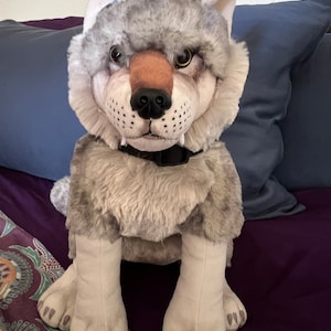 ESSA Big Grey Wolf Emotional Support Plush Stuffed Animal Personalized ...